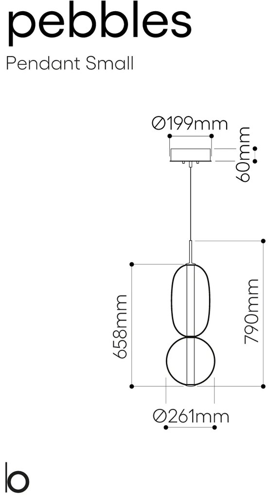 Bomma Luxusní LED závěsné svítidlo Pebbles Small s baldachýnem Stmívání, řízení: Casambi, Konfigurace: Konfigurace 6