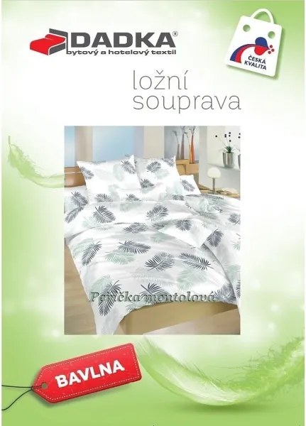 DADKA Povlečení bavlna Peříčka mentolová 140x200, 70x90 cm