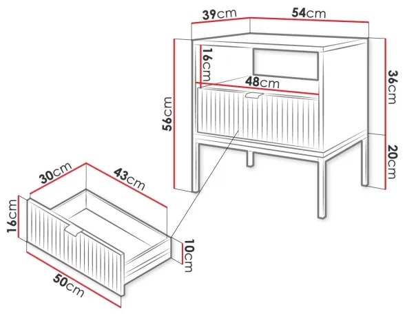 Noční stolek NOVA 56x54 cm šedá/černá