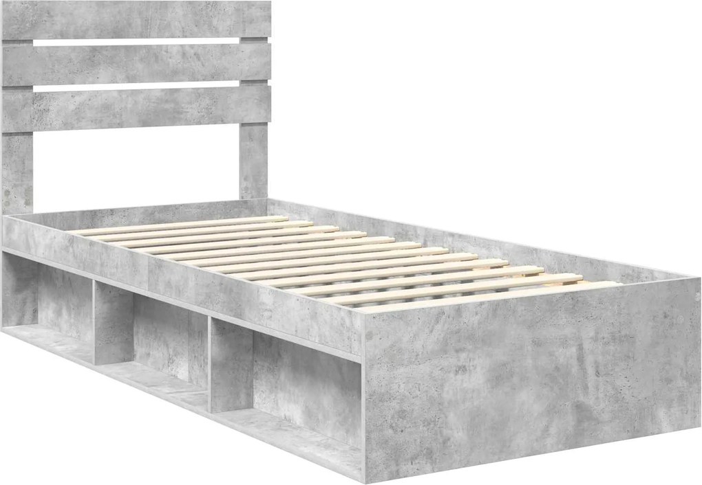 Rám postele Betonově šedá 100 x 200 cm Masivní borové dřevo 3411450