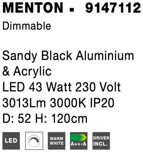 LED lustr Menton 52 černé
