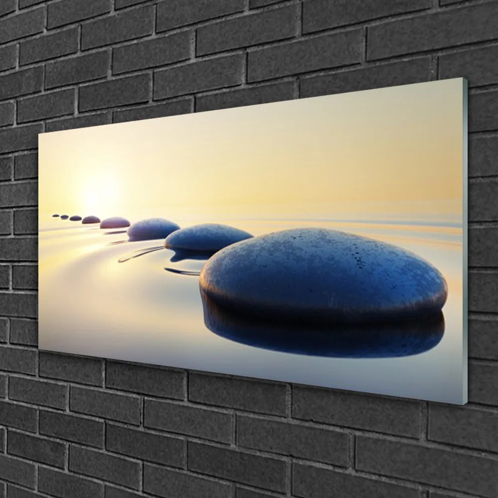 Obraz na skle Kameny ve Vodě Lázně 140x70 cm