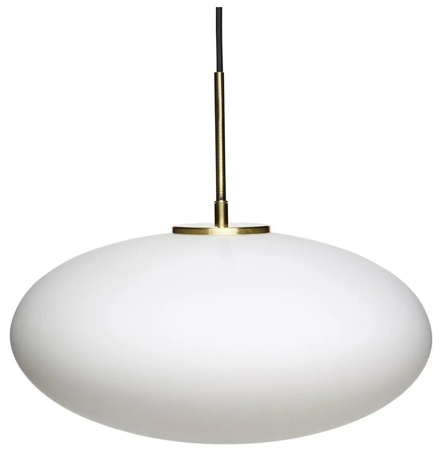 Hübsch Závěsný lustr White & Gold Lamp, bílá barva, sklo, kov, plast