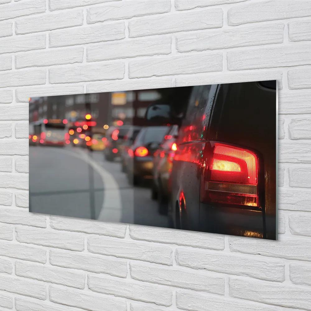 akrylový obraz Auta Cork City pouliční osvětlení 125x50 cm