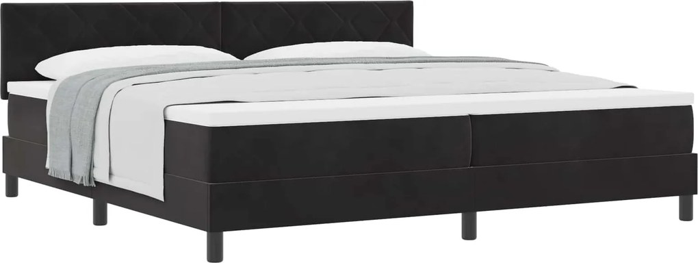 Postel s boxspringem s čelo Černá 200 x 200 cm samet 3339262