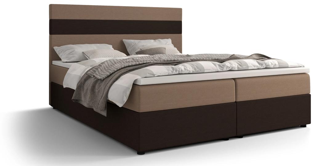 Manželská postel Boxspring 160 cm Locos (světlohnědá + tmavě hnědá) (s matrací a úložným prostorem). 1046699