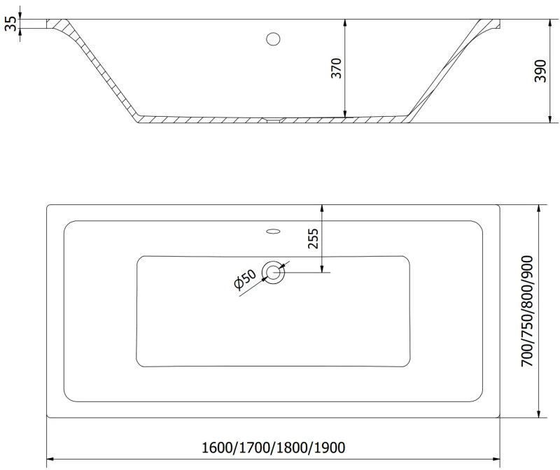 Mexen Cube obdélníková vana 170 x 75 cm s pláštěm, bílá - 55051707500X