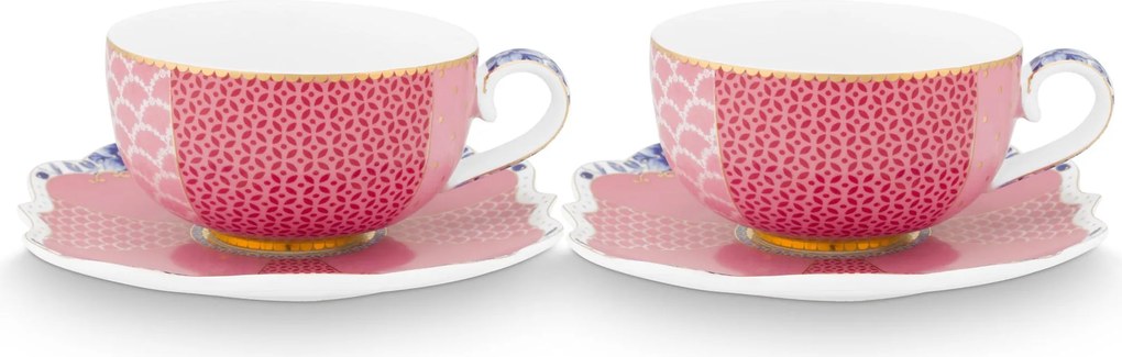 Pip Studio Royal Multi sada 2 ks espresso šálků s podšálky 100ml, růžová (Espresso sada v dárkovém balení)