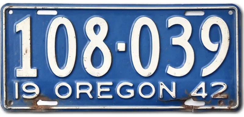 Americká SPZ Oregon 1942 Blue 108-039