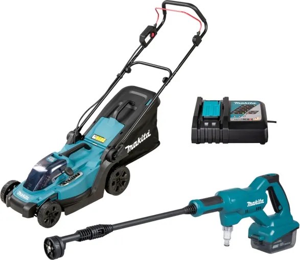 Makita DLX2583T aku set DLM330 aku sekačka a DHW180 aku tlaková myčka Li-ion 18V LXT 1x5Ah