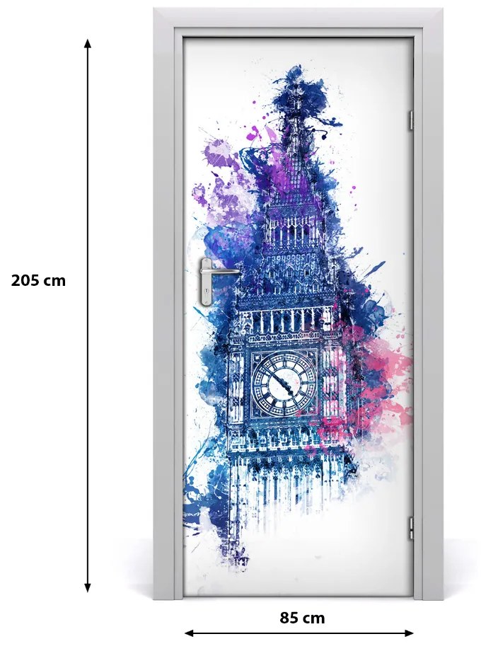 Samolepící fototapeta na dveře Barevný Big Ben 85x205 cm