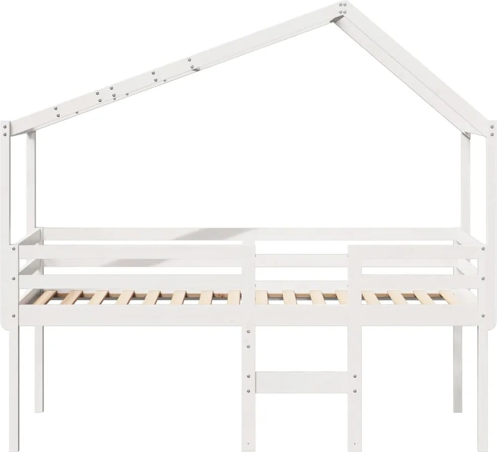 Patrová postel se střechou bílá 90 x 190 cm masivní borovice 3282059