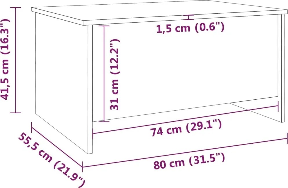 vidaXL Konferenční stolek 80x55,5x41,5 cm kompozitní dřevo [809677] Barva: Bílá