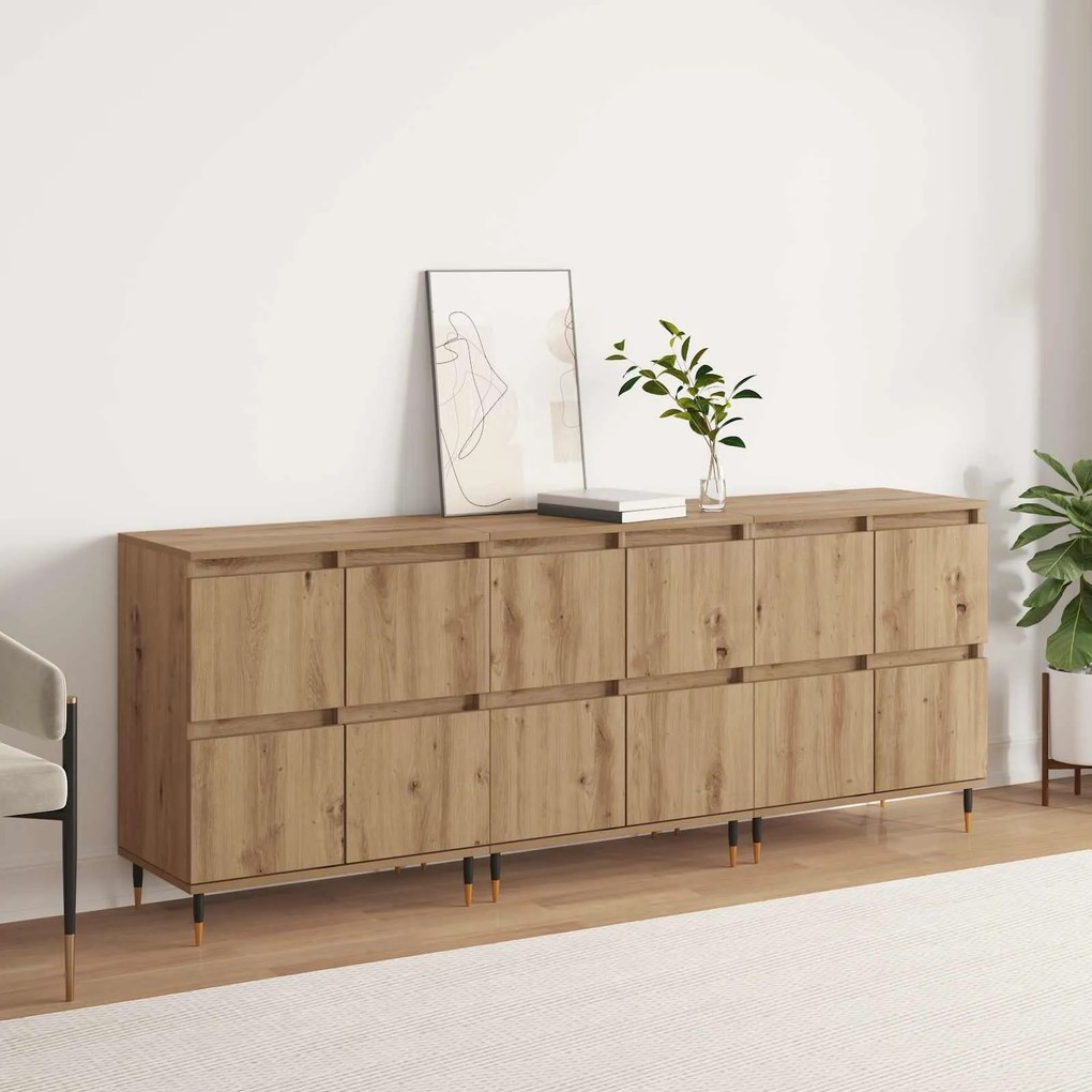 Úložná skříňka 3 ks Artisanový dub 60 x 35 x 70 cm 3394510