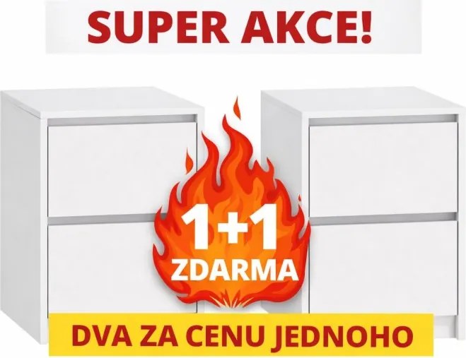 Noční stolek KARIN bílá 1+1 ZDARMA