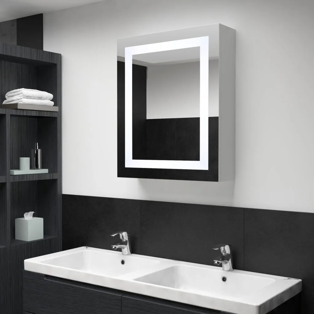 Led Koupelnová Skříňka Se Zrcadlem 50 X 13 X 70 Cm Hnědá