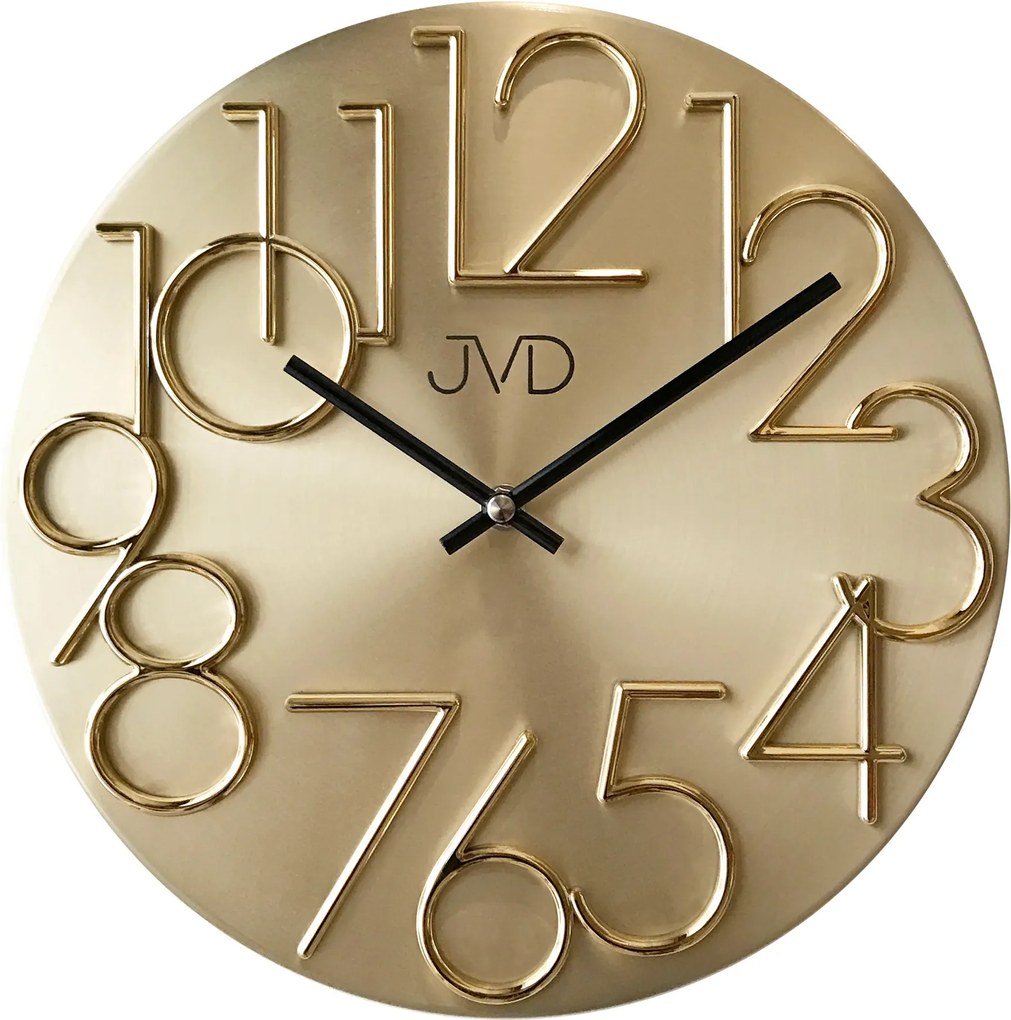 Kovové designové nástěnné zlaté hodiny JVD HT23.2
