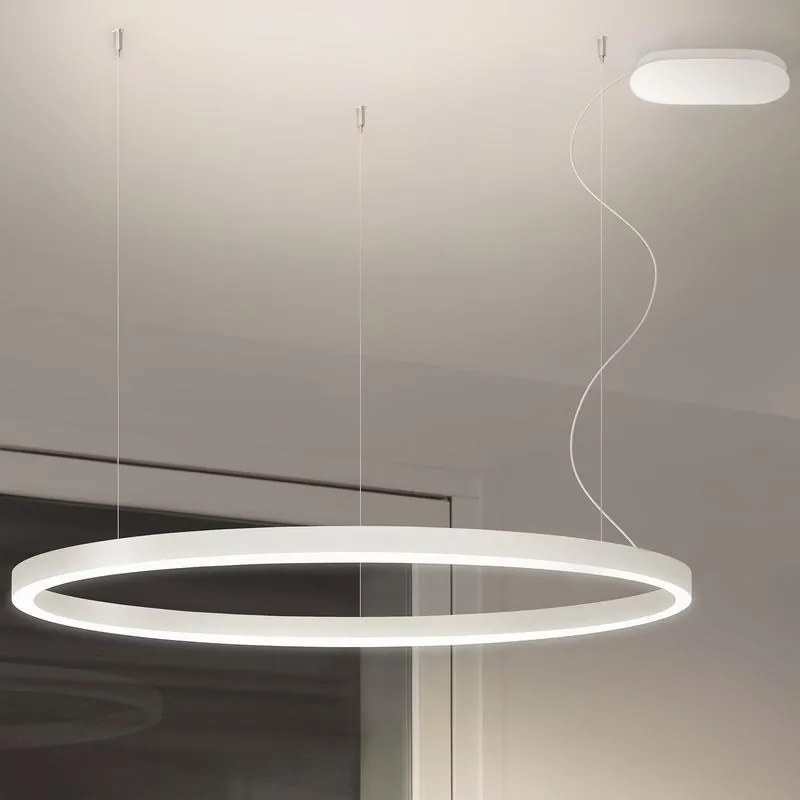 TeamItalia Bellai Home, bílé závěsné kruhové svítidlo, 42+24W LED 3000K, prům. 58cm