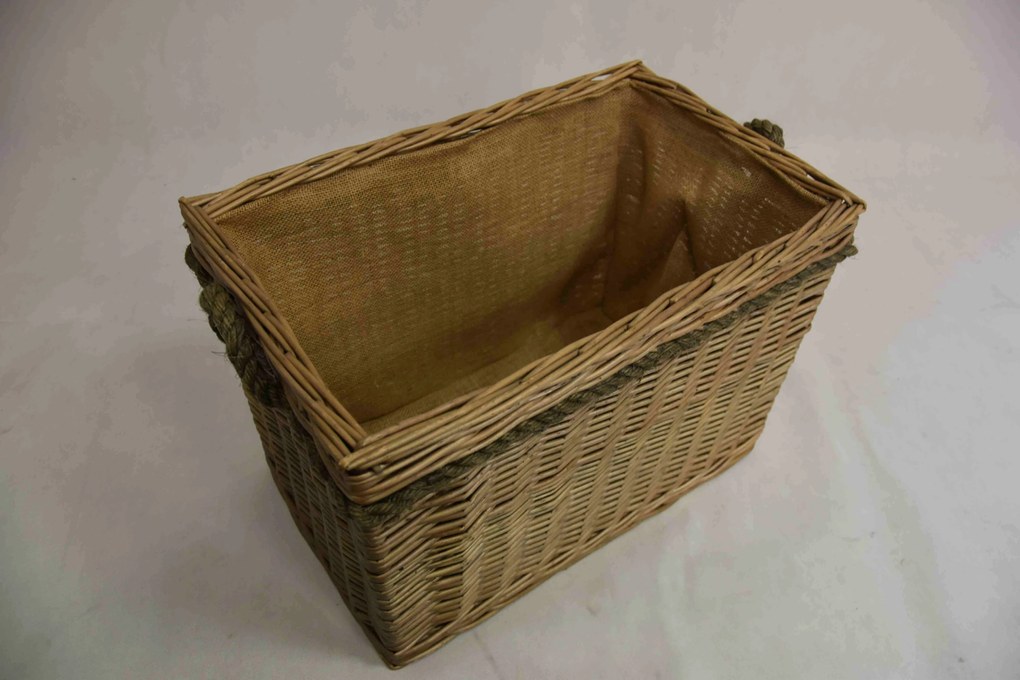 Vingo Koš na dřevo s uchy z provazu, hranatý Rozměry (cm): 50x32, v. 34