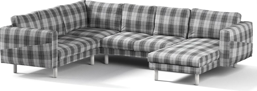 Potah na pohovku IKEA Norsborg rohová, 5-místná se šezlongem barva šedá látka pletený vzor, vzorované
