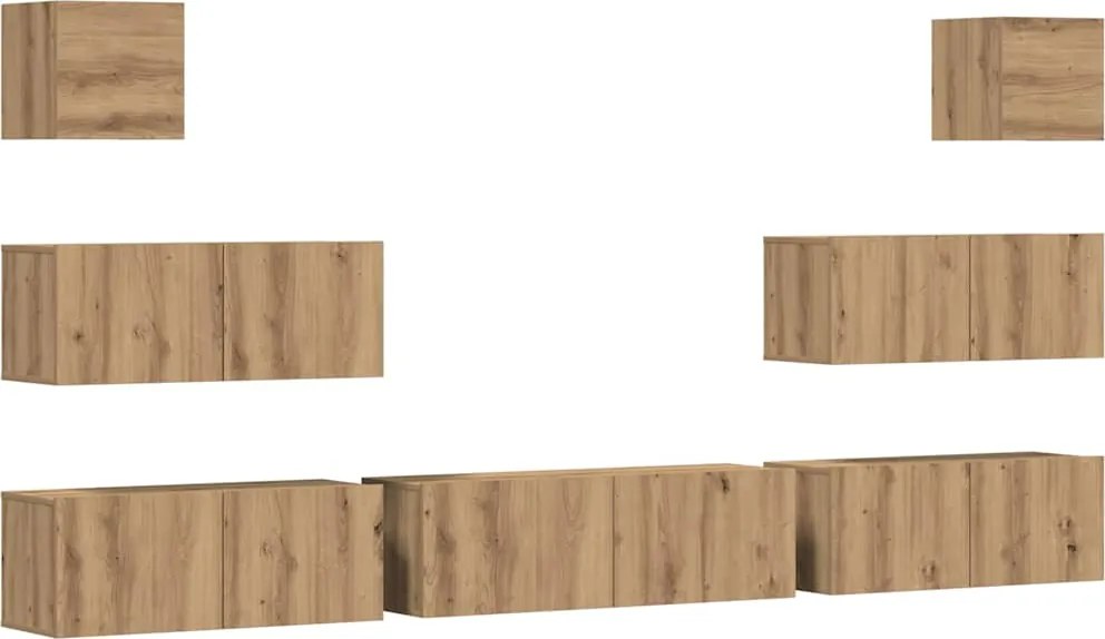 Sada 7 kusů nástěnné TV skříňka dub artisan kompozitní dřevo 3329020