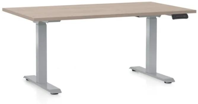 Výškově nastavitelný stůl OfficeTech D, 120 x 80 cm - šedá podnož Barva: Třešeň