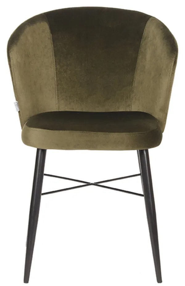LABEL51 Sametová jídelní židle WAVE zelená Color: Army green UK-30.170