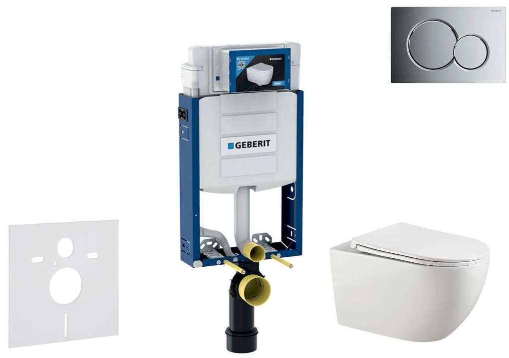 Geberit Kombifix - Set předstěnové instalace, klozetu Gaia a sedátka softclose, tlačítko Sigma01, lesklý chrom SANI15CA1122