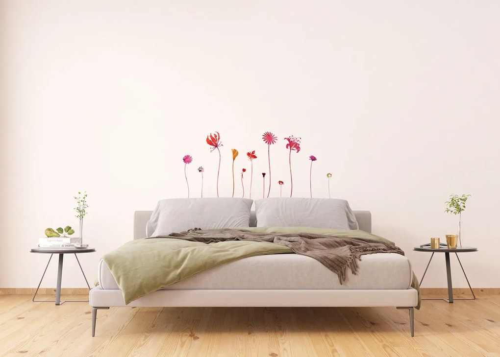 Samolepka na zeď Červené Květiny | 42.5 x 65 cm | DSM3438