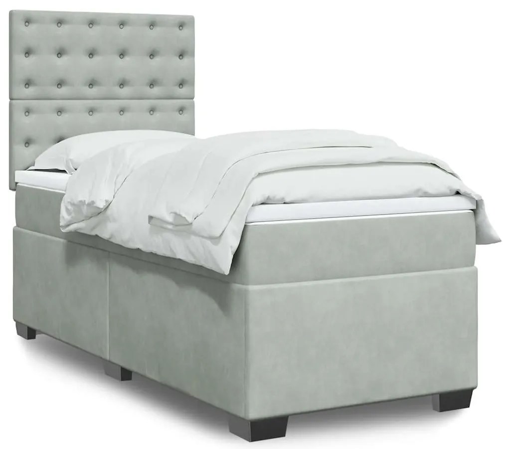 Box spring postel s matrací světle šedá 90x190 cm samet 3293098