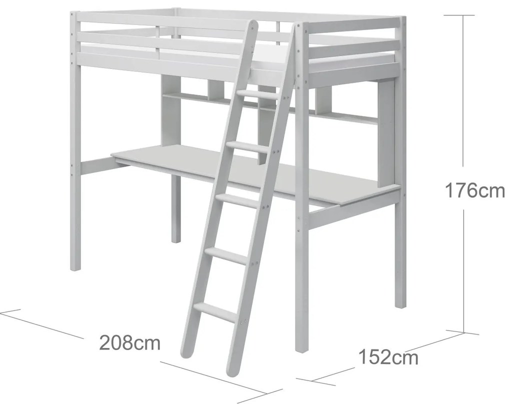 FALCO Vysoká postel s pracovní deskou a policemi Actim bílá