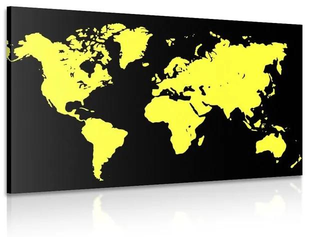 Obraz žlutá mapa na černém pozadí - 60x40 cm