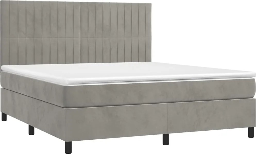 Box spring postel s matrací světle šedá 160x200 cm samet 3143151