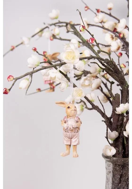 Závěsná dekorace králičí chlapec s vajíčkem a brašnou- 4*4*11 cm