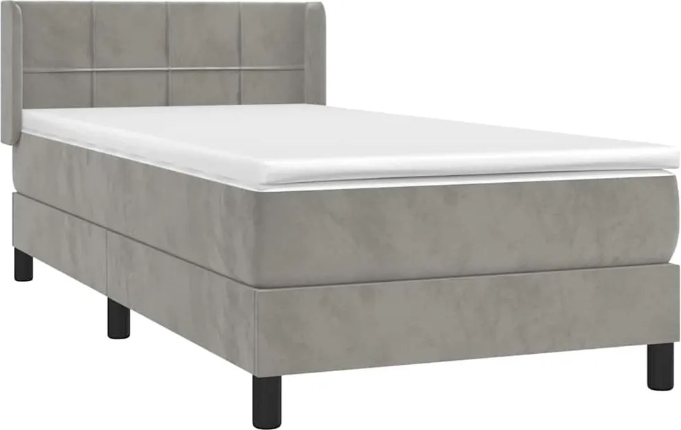 Box spring postel s matrací světle šedá 80 x 200 cm samet 3130925