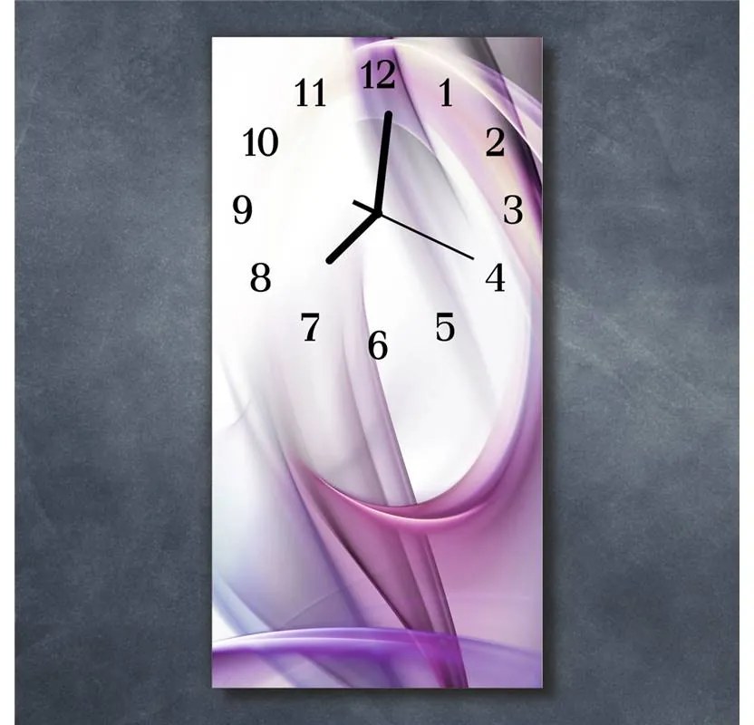 Nástěnné hodiny obrazové na skle - Abstrakt růžový III