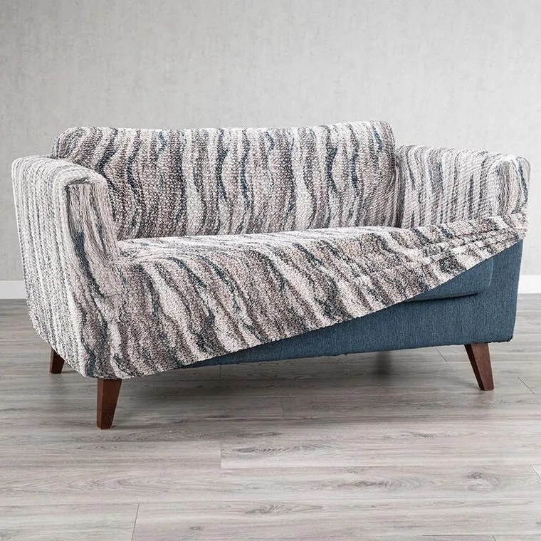 Bielastické potahy OCEANO NOVÉ šedo-modré křeslo ušák (š. 60 - 110 cm)