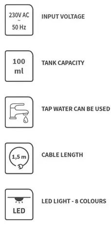 LED RGBW Aroma difuzér LED/8W/230V 100 ml sova