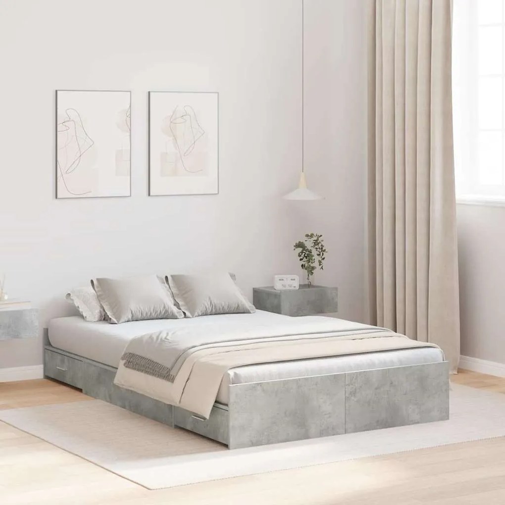 Rám postele s úložným prostorem Betonově šedá 120 x 190 cm 3335328