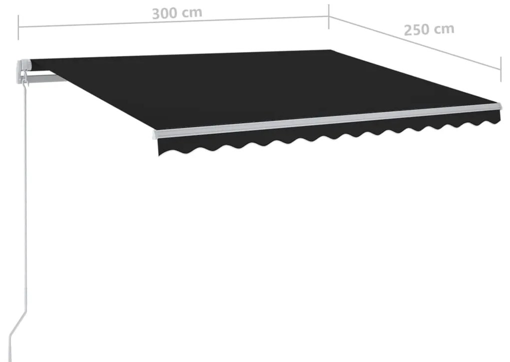 vidaXL Automatická zatahovací markýza se sloupky 3 x 2,5 m antracitová