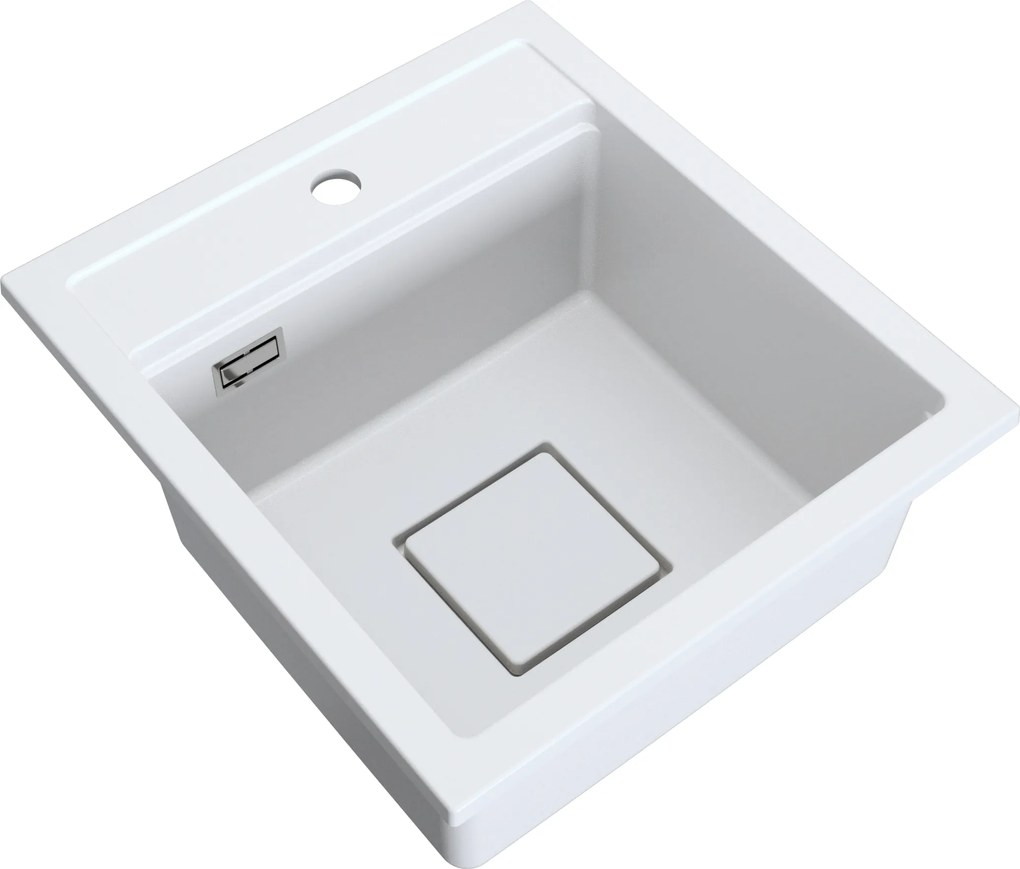 Gamma Quadro 4550, 1-komorový granitový dřez 450x495x220 mm, bílá, GMA-ZLE000220