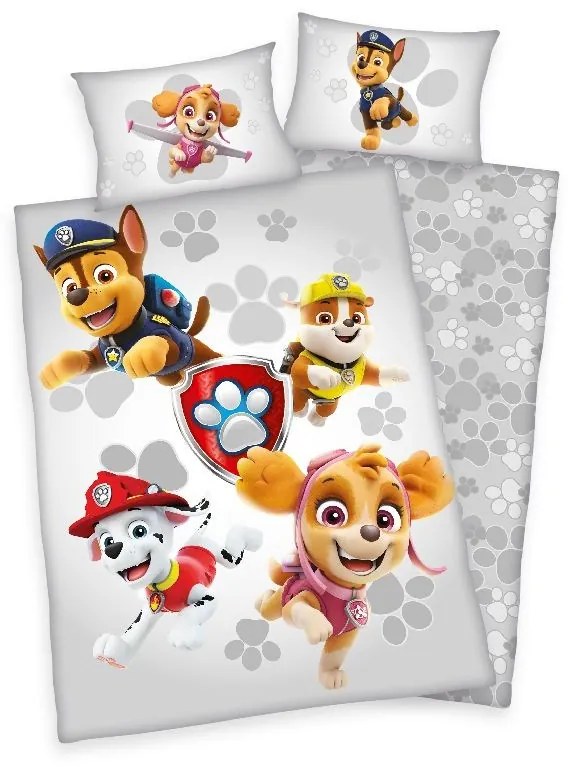 HERDING Povlečení do postýlky Paw Patrol grey Bio Bavlna Bio Bavlna, 100/135, 40/60 cm