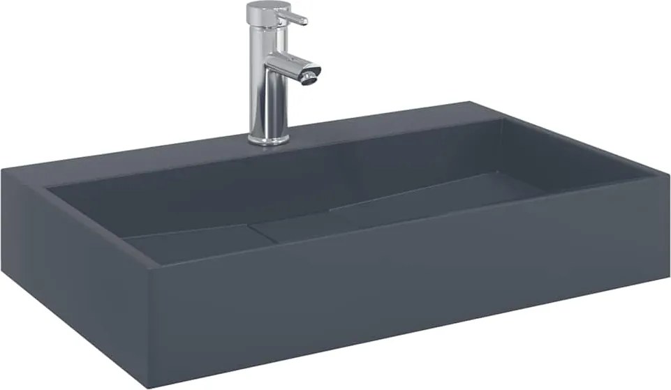 Umyvadlo 60x38x11 cm minerální/mramorový kompozit antracitové 155985
