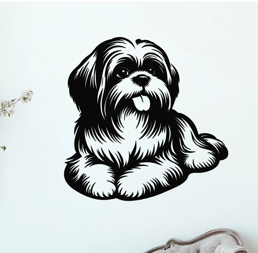 dřevo života Dřevěný obraz ležícího Shih Tzu Rozměry (cm): 60x60, Zvolte barvu dekoru: Černá