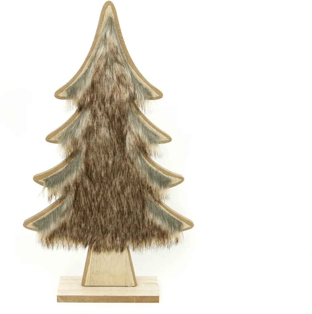 Stromeček s plyšem, vánoční dřevěná dekorace - KLA459