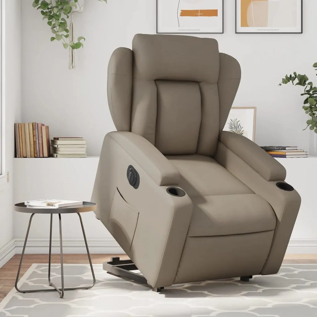 Elektrické zvedací polohovací křeslo cappuccino umělá kůže 3204564