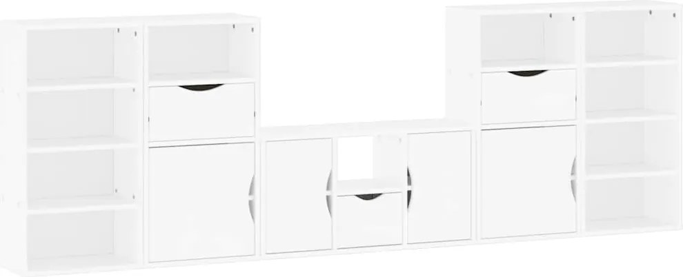 5 kusů TV skříněk s úložným prostorem bílá Borovicový masiv 3365379