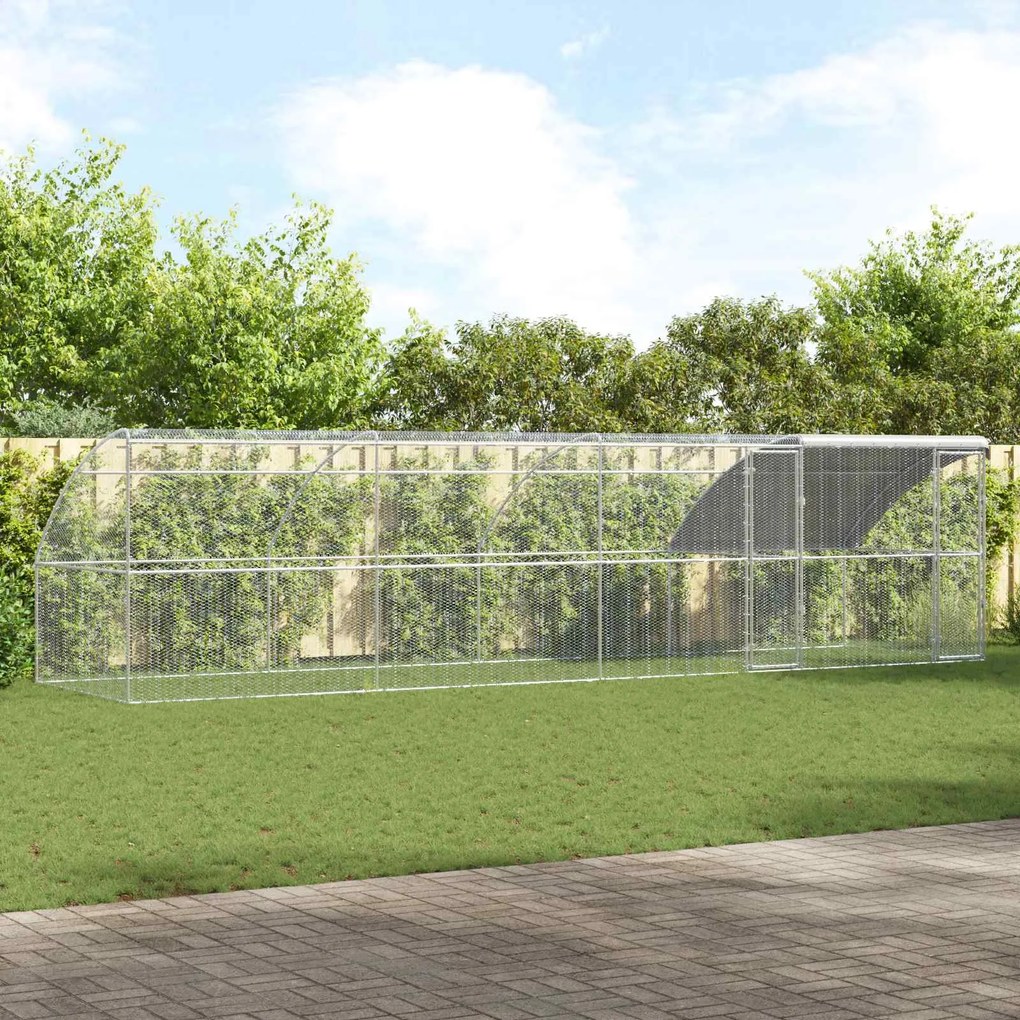 Klec na kuřata 4 ks Stříbrná 800 x 200 x 200 cm Ocel a PE 3381111