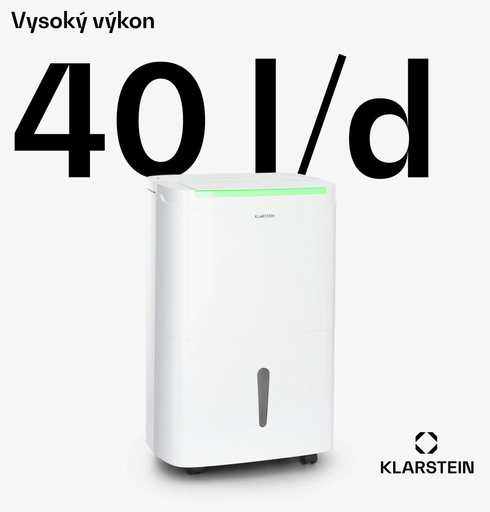 Klarstein DryFy Connect 40 Smart, Odvlhčovač vzduchu, Wi-Fi, Kompresní, 40 l/d, 35–45 m², Bílý