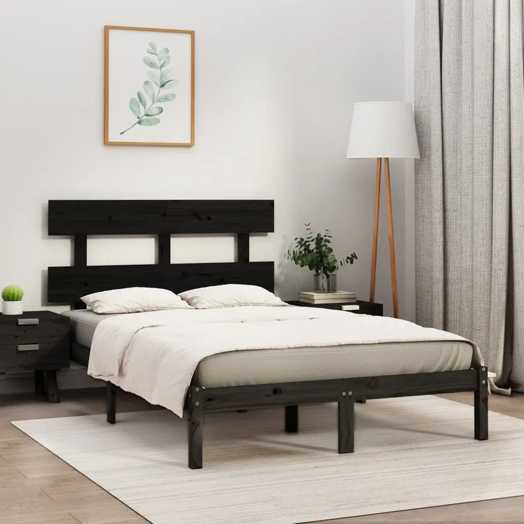 Rám postele černý masivní dřevo 200 x 200 cm 3104697